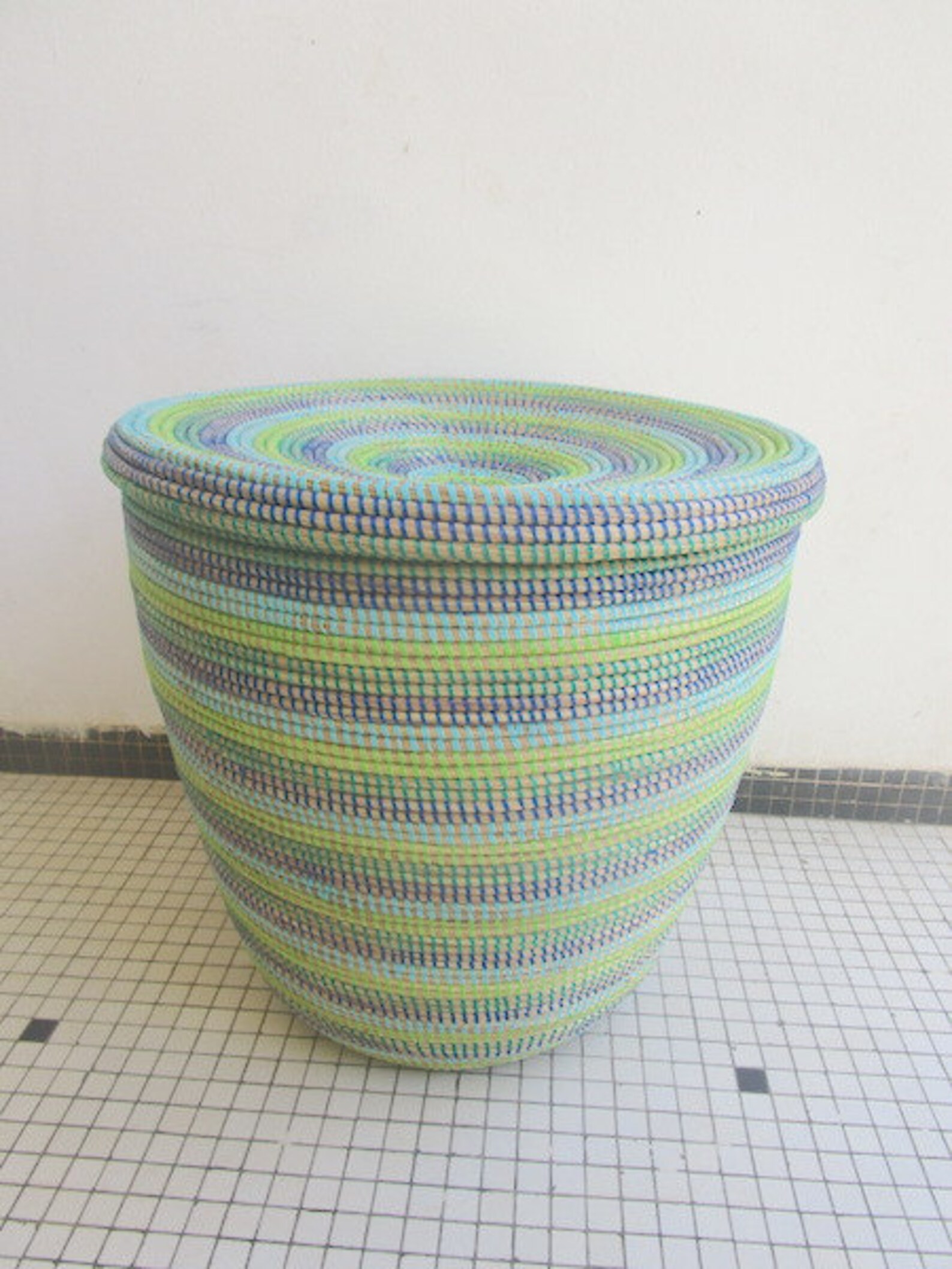 Aqua Colours Modern Basket Flat Lid Basket Tropical Sea - Etsy