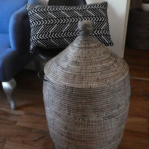 Charcoal Laundry Basket Black Modern XL Handwoven African Laundry Hamper Black Laundry Basket Panier Noir Etsy UK