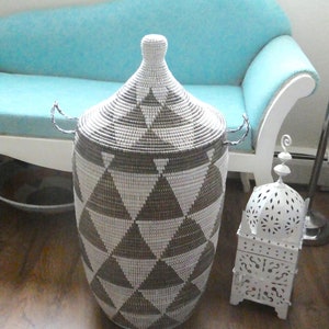 Geometric Laundry Hamper, Black and White Woven Basket - Etsy