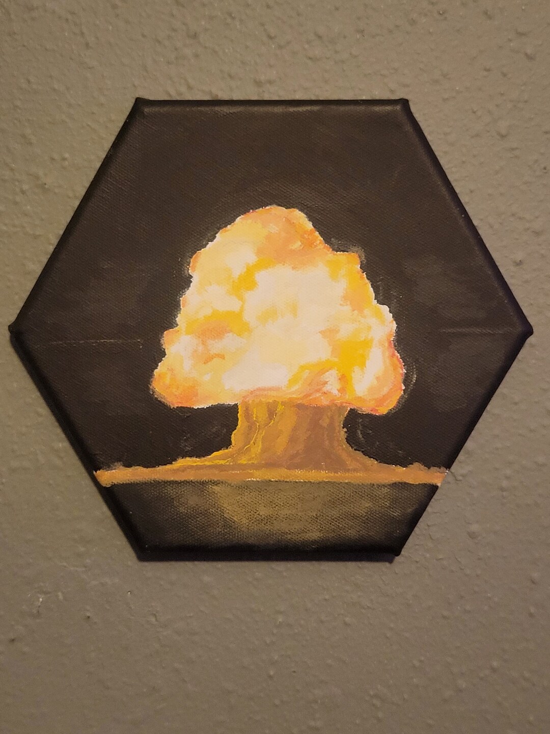 The First Glow // Hexagon Trinity Atomic Bomb Painting - Etsy
