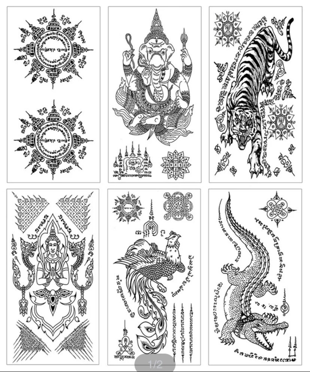 Tattoo Stickers Thai Talisman Pattern - Etsy