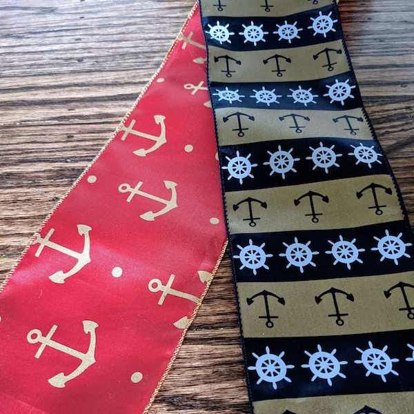 Nautical Wired Ribbon - Etsy
