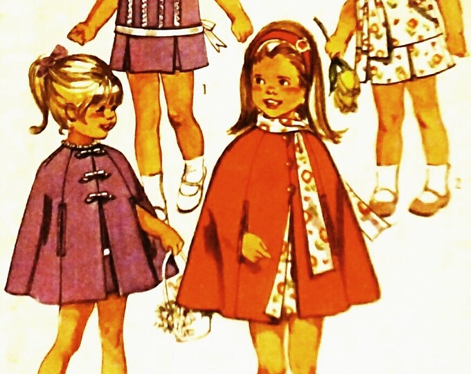 1970 Simplicity Girls Dress Pattern 9246 Girls Dress Cape and - Etsy