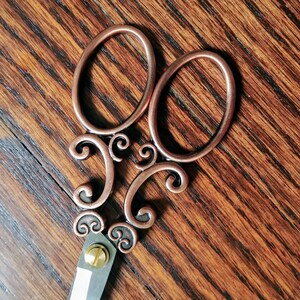 Cross Stitch and Embroidery Scissors, Antique Silver and Copper Small ...