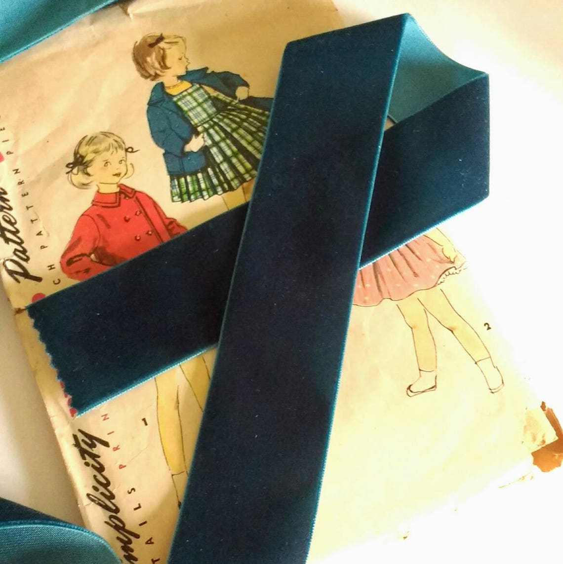 Dark Teal Blue Velvet Ribbon for Bows, Floral, and Millinery 1" and 1.5 ...