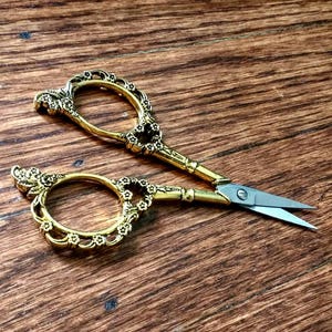 Cross Stitch and Embroidery Scissors, Antique Victorian Gold Bronze ...