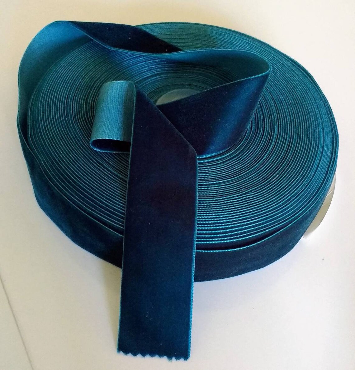 Dark Teal Blue Velvet Ribbon for Bows, Floral, and Millinery 1" and 1.5 ...