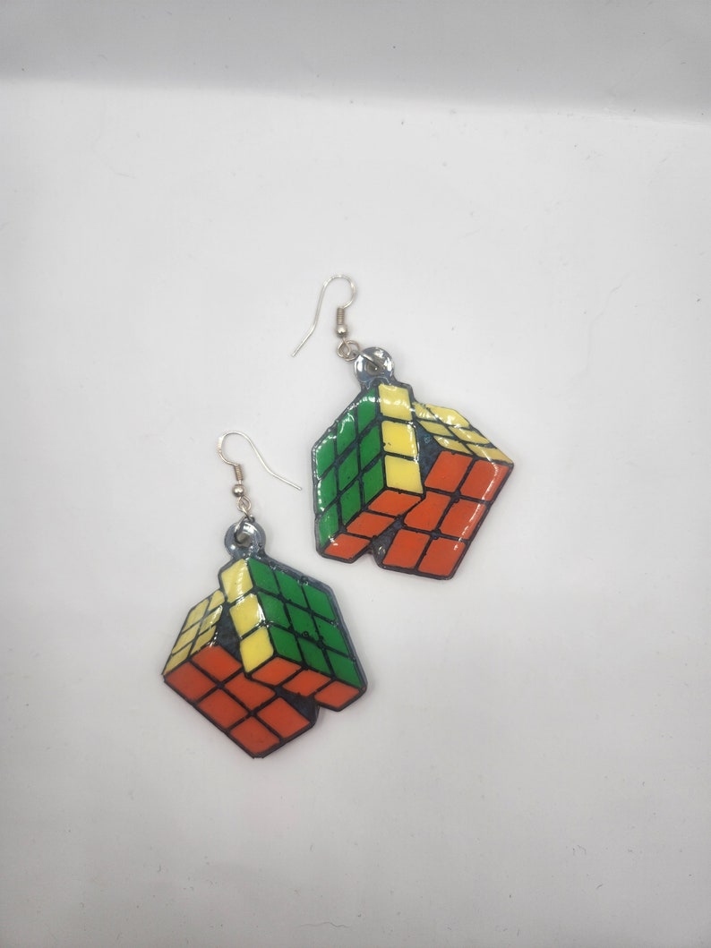 Rubik's Cube Earrings / Multiple Colors/ Handmade Gamer Earrings - Etsy
