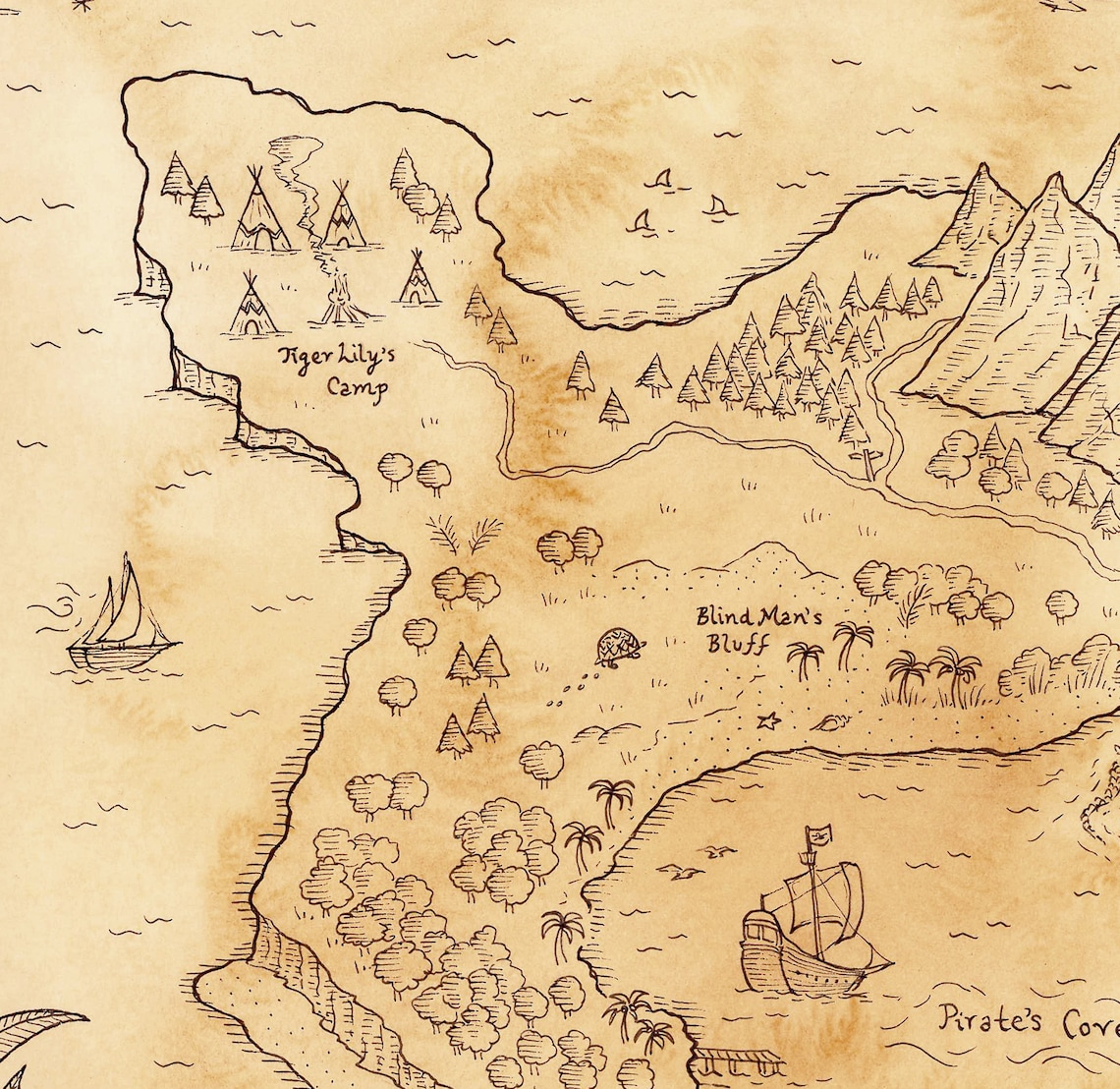 Hand Drawn Peter Pan Map of Neverland - Etsy Canada