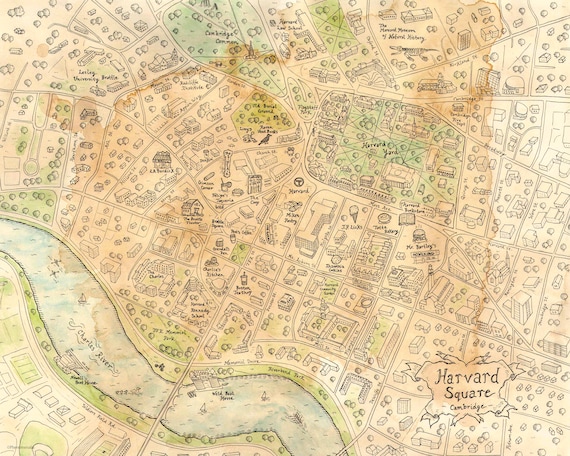 Harvard Square Walking Map Of Rome