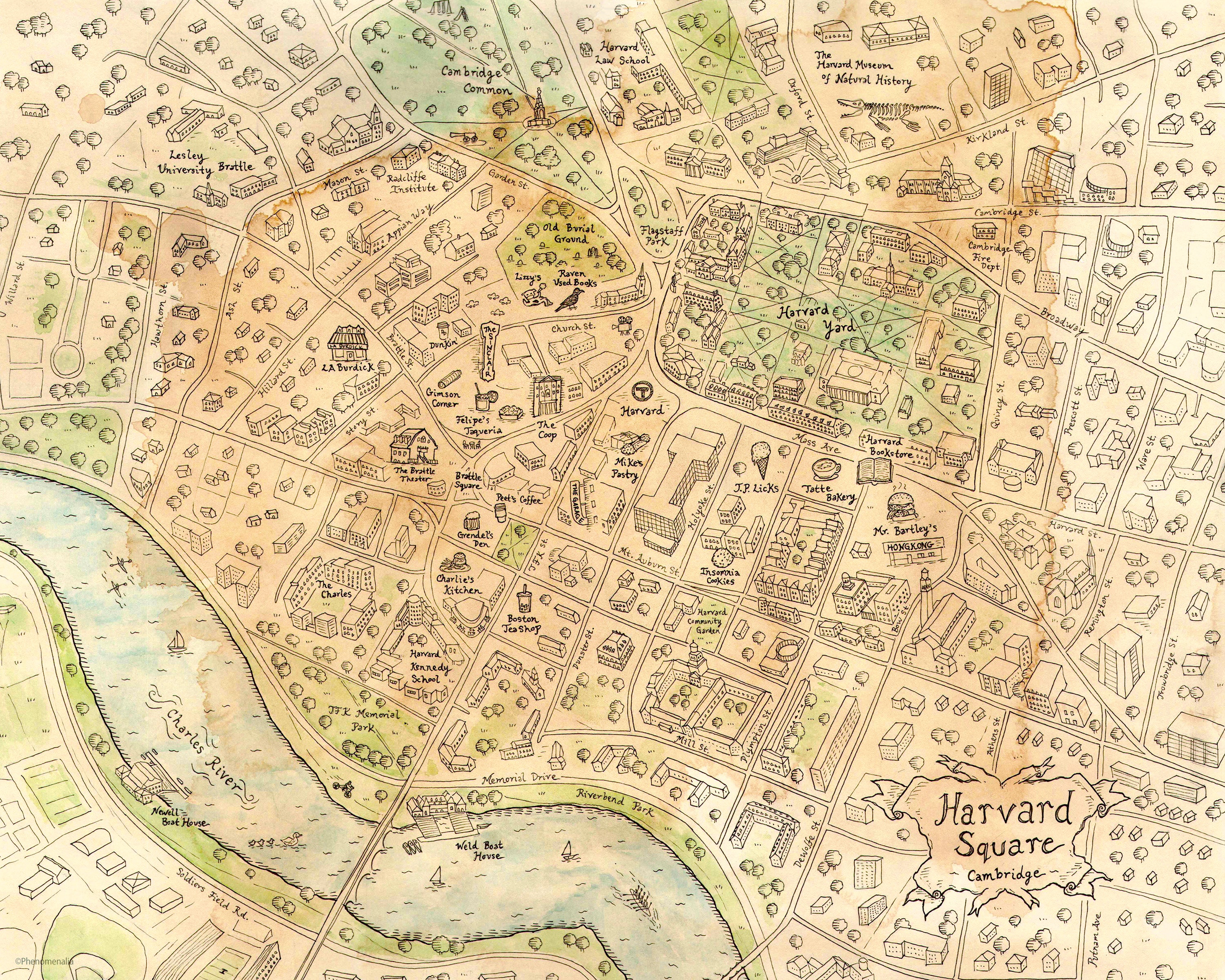 Map of Harvard Square Print - Etsy