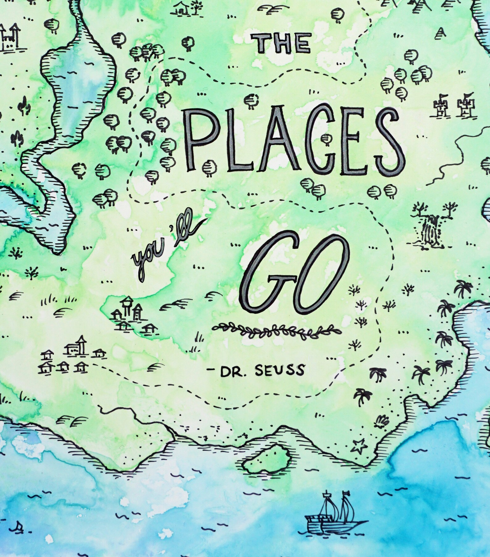 Oh the Places You'll Go Map Art Print - Etsy