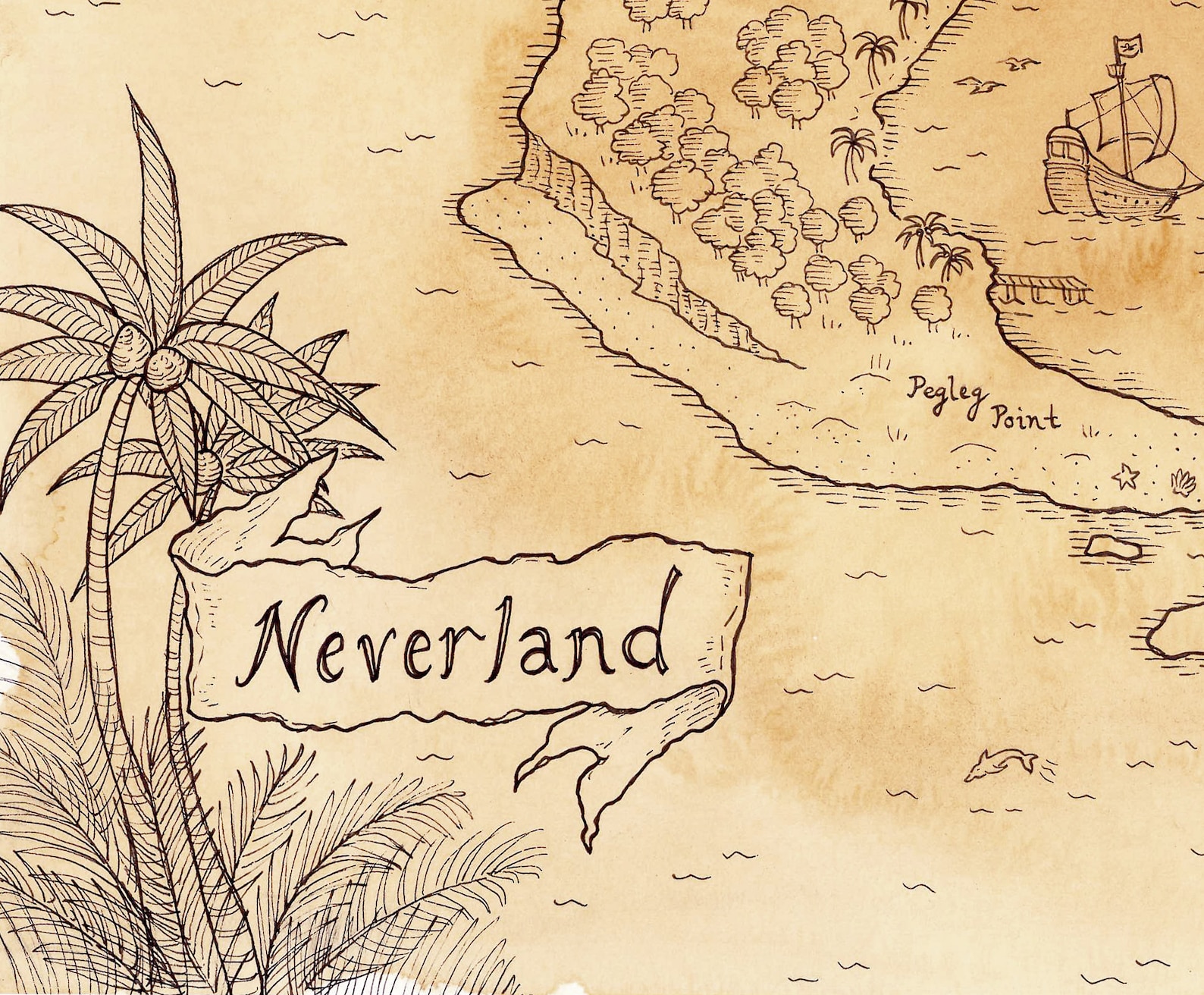 Hand Drawn Peter Pan Map of Neverland - Etsy Ireland