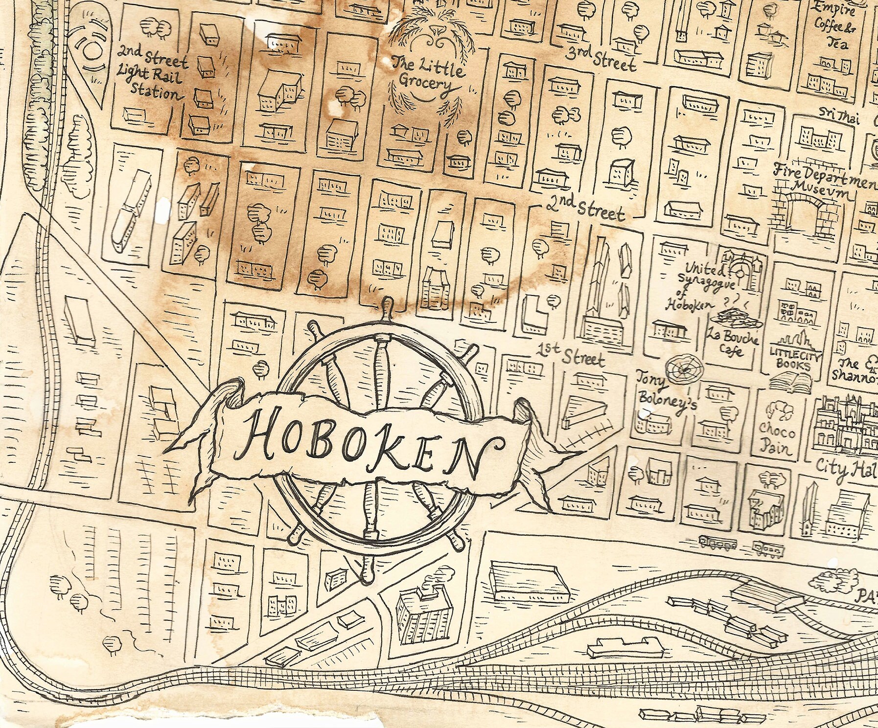 Map of Hoboken Hand Drawn Print - Etsy