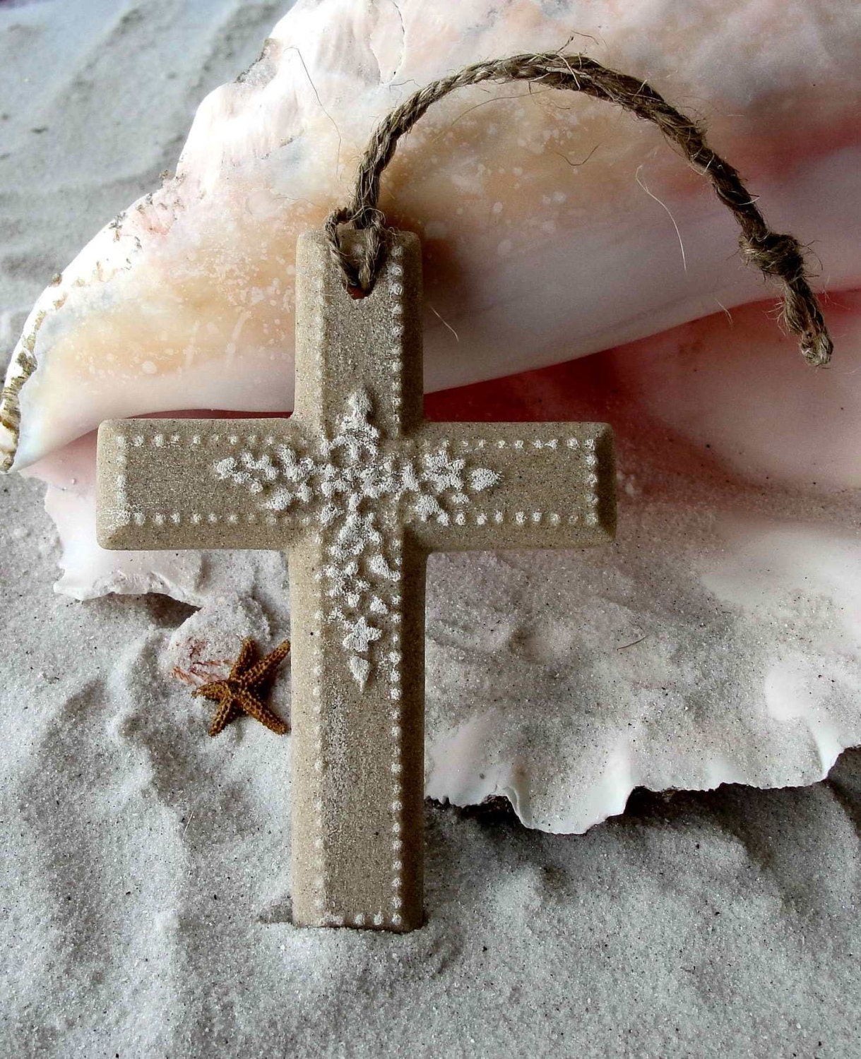 CROSS Made of Sand Ornament | Etsy