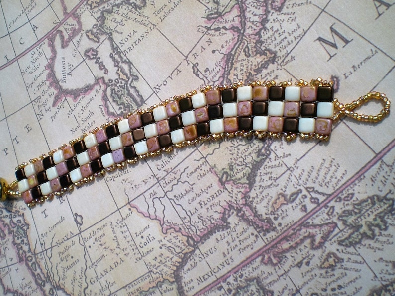 High Fashion Tri-color Tile Beaded Bracelet - Etsy