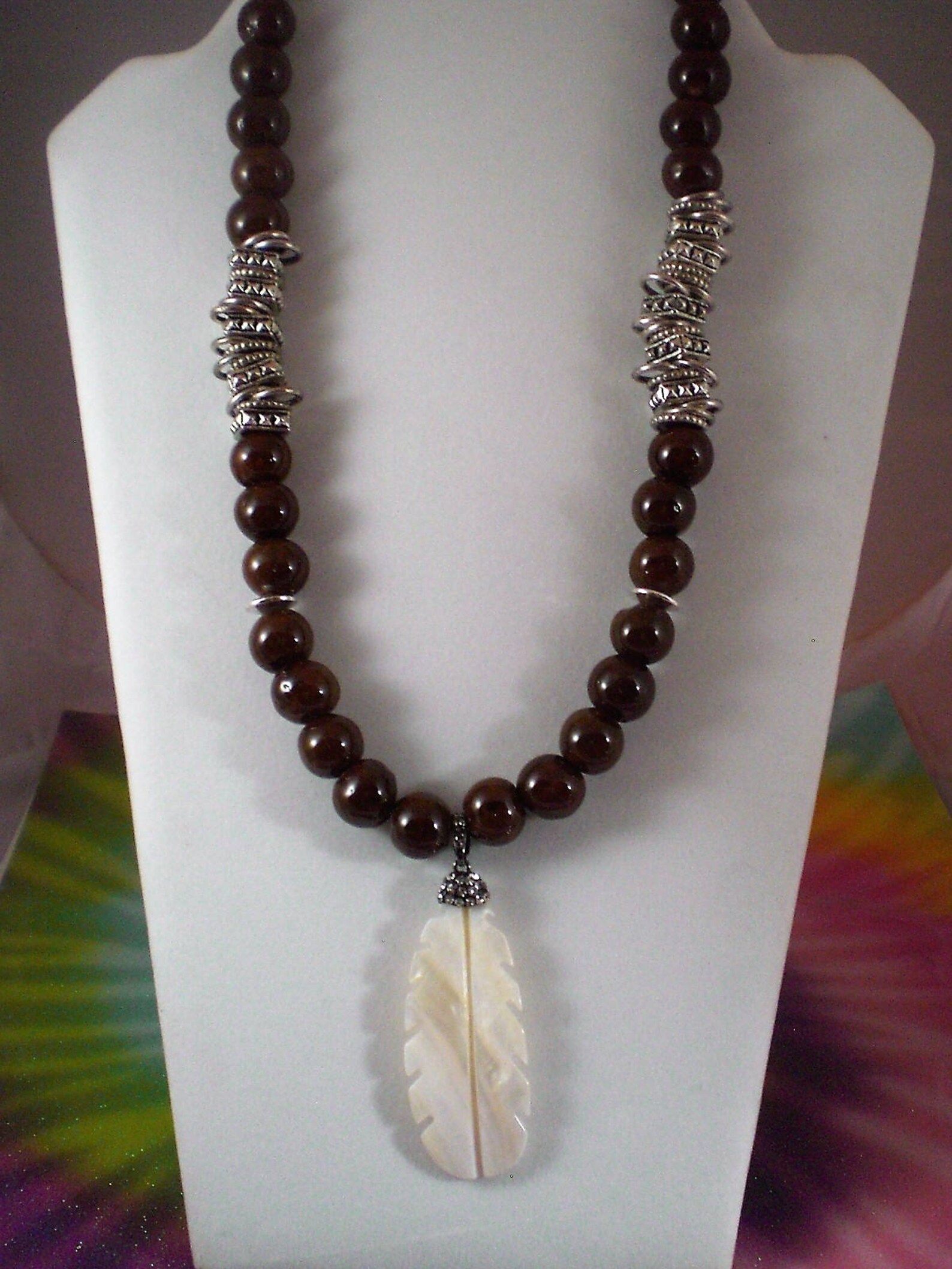 Beaded Shell Pendant Necklace Hand Beaded High Fashion Gift | Etsy