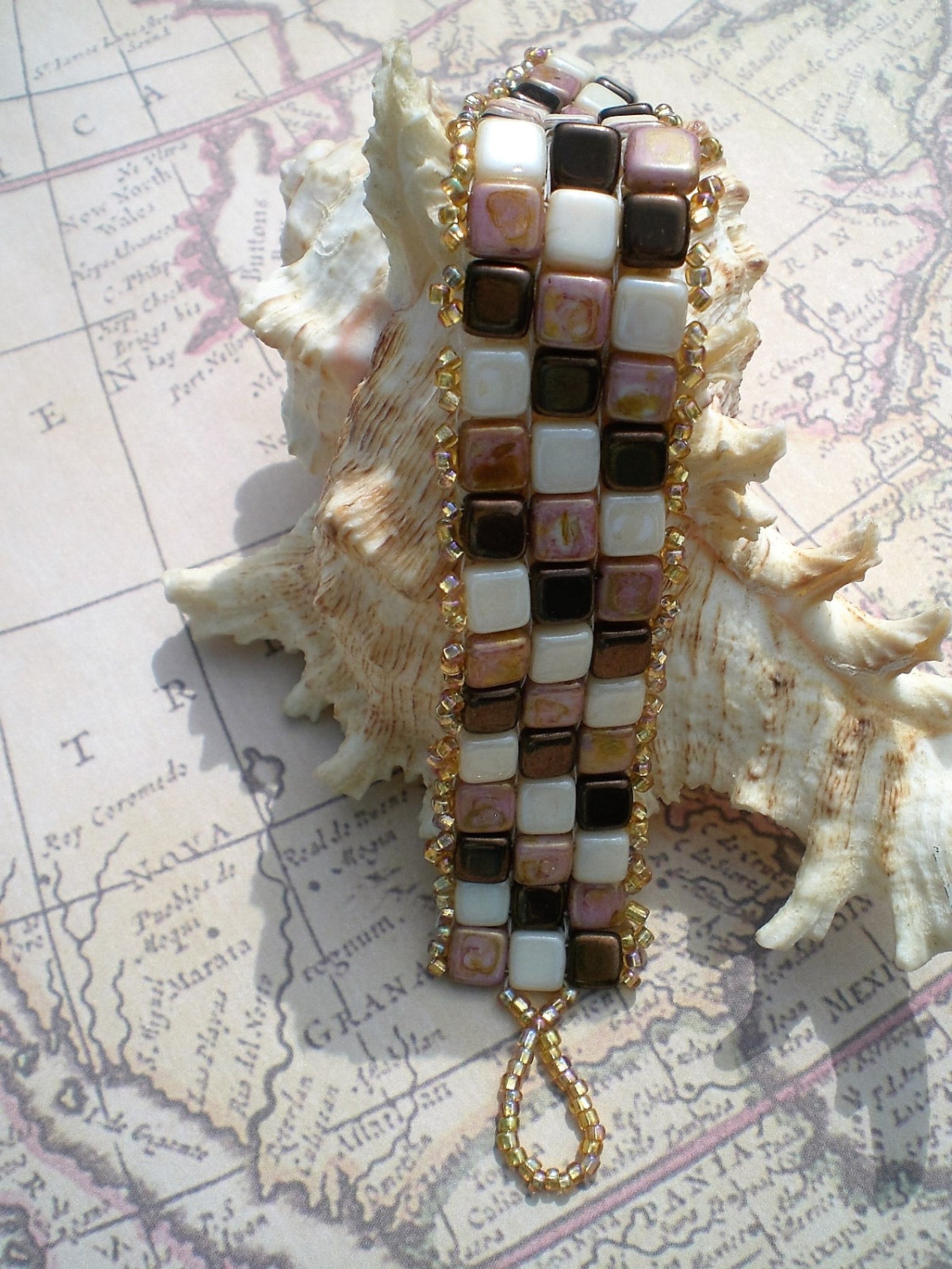 High Fashion Tri-color Tile Beaded Bracelet - Etsy