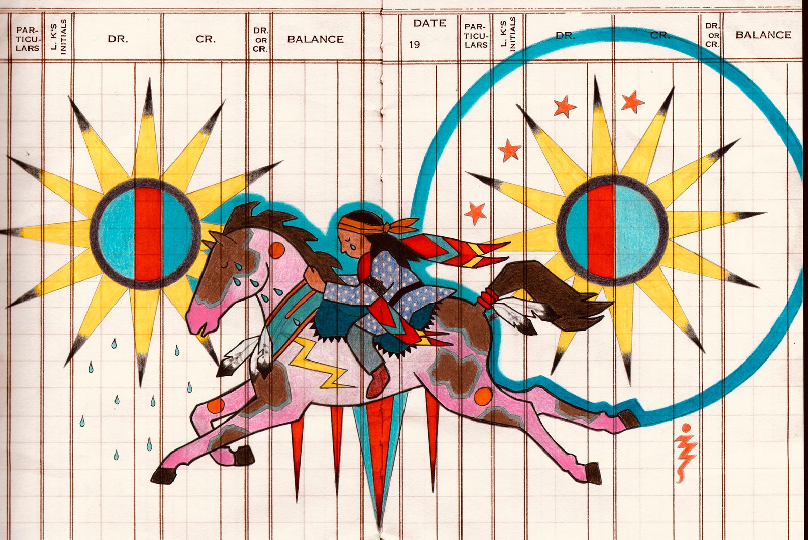CHOCTAW ART HORSE Ledger Art, Native American - Etsy