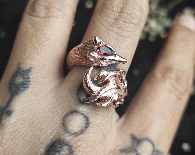 Nine Tailed Fox Sterling Silver Rose Gold Plated Adjustable | Etsy