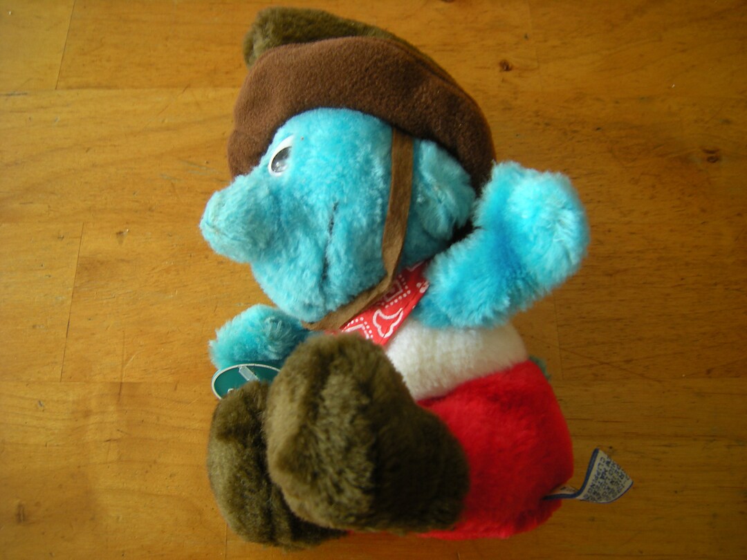 Vtge Cowboy Smurf-1983 Plush Smurf-toy-plush Doll-collectable ...