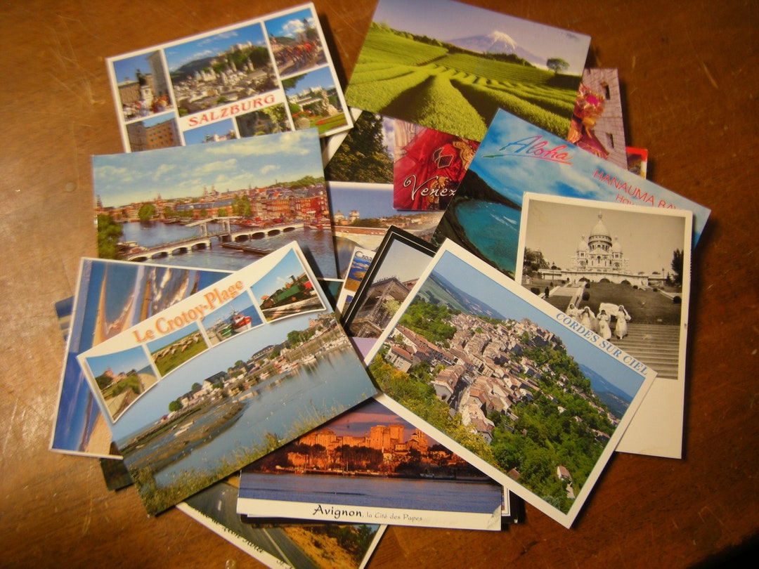 28 Postcards-around the World-used Postcards-some Foreign Stamps-art ...