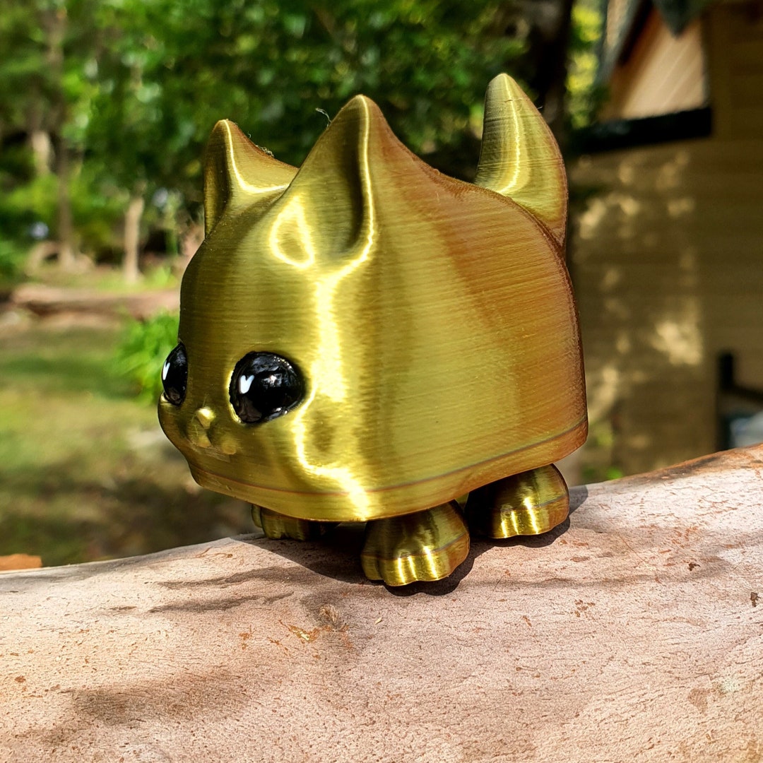 Cat Fidget Toy, Footling Cat, Golden Cat Figure, 3D Printed Statue ...