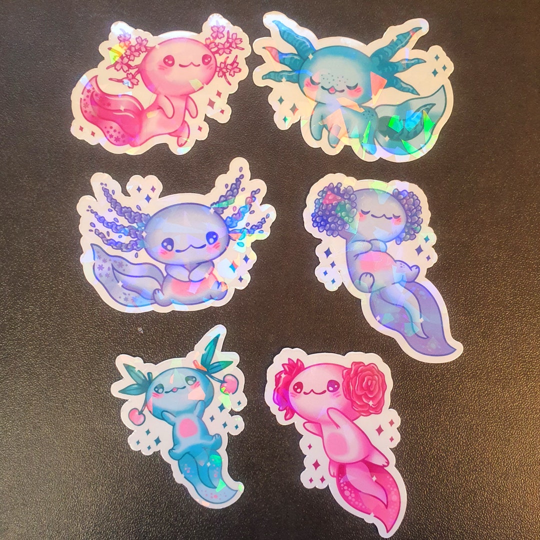 Axolotl Sticker Pack, 6 Stickers, Cute Salamander Stickers - Etsy UK