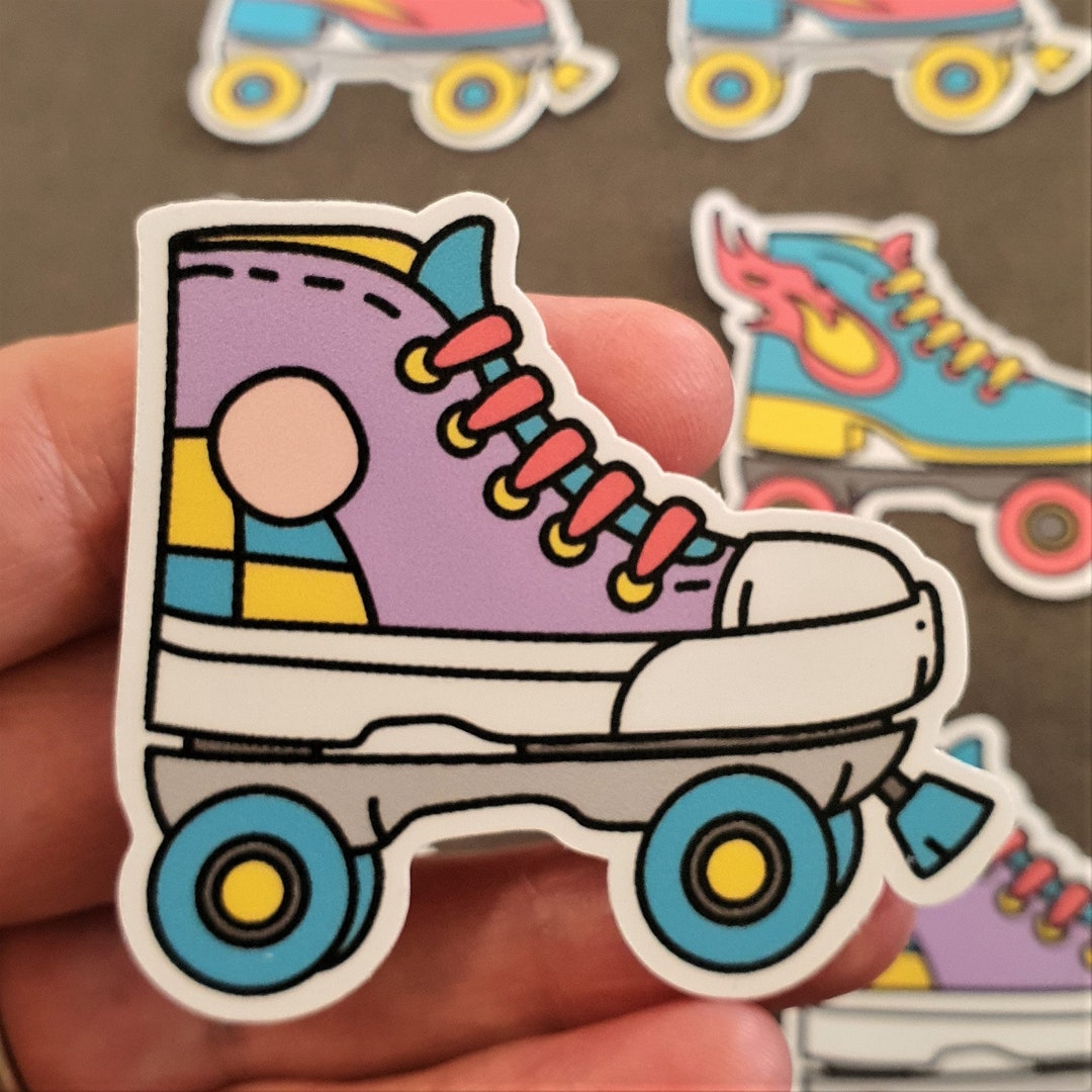 Roller Skate Stickers, 6 Rollerskating Stickers in the Set, Glitter ...