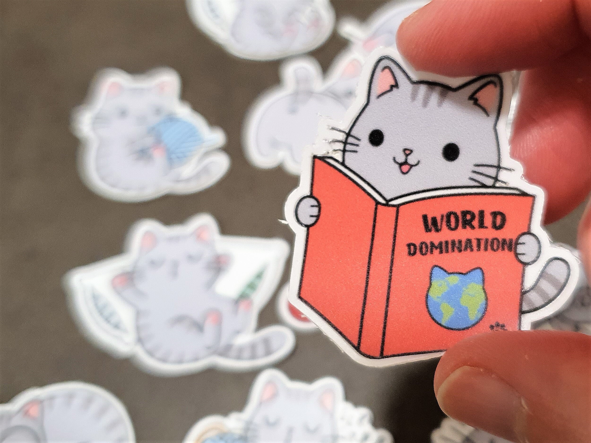 Funny Grey Cat 15-piece sticker pack Cute Grey Kittens | Etsy