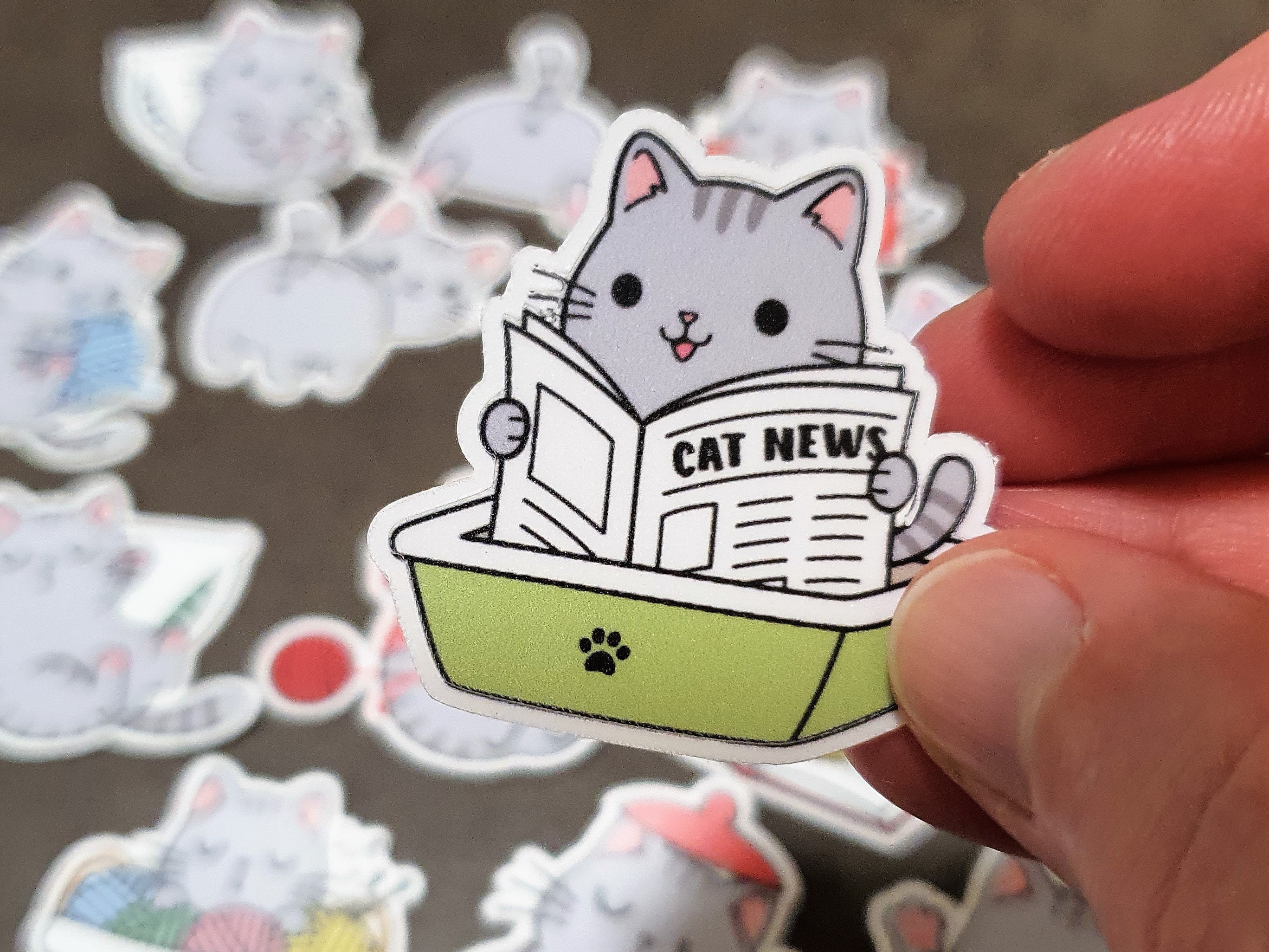 Funny Grey Cat 15-piece sticker pack Cute Grey Kittens | Etsy