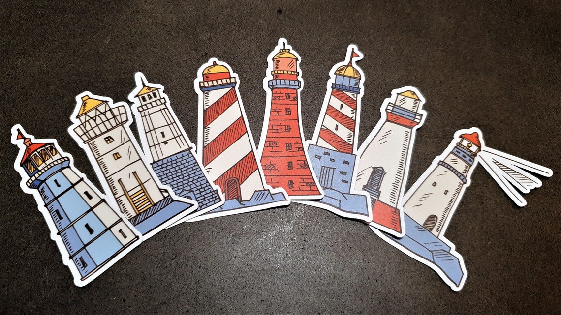 Lighthouse Sticker Pack 8 Stickers of Light Houses | Etsy