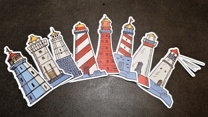 Lighthouse Sticker Pack, 8 Stickers of Light Houses - Etsy