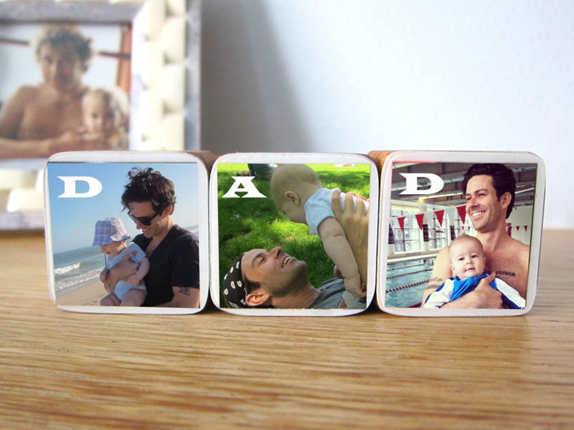 Father’s Day Personalized DAD Photo Wood Blocks, Photo Letter Blocks ...