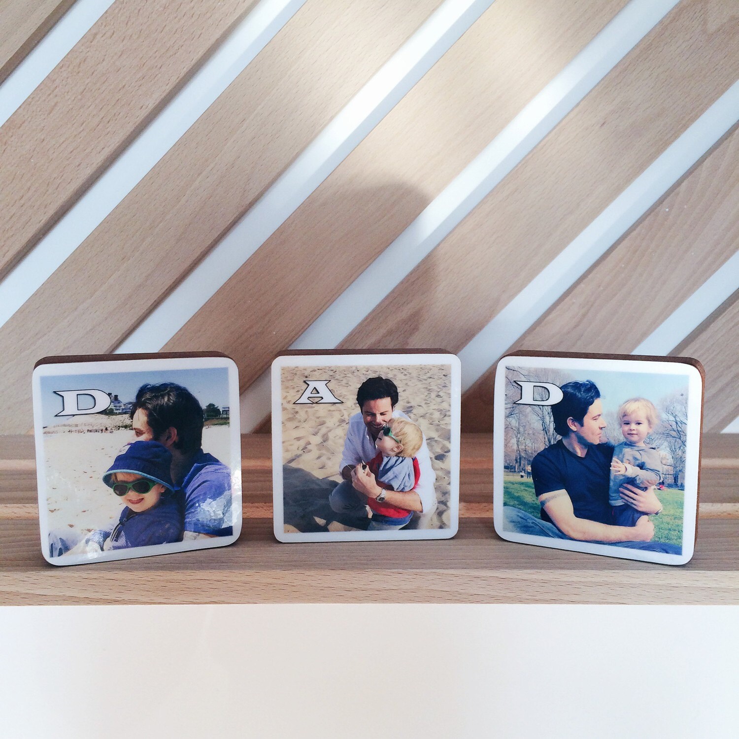 Father’s Day Personalized DAD Photo Wood Blocks, Photo Letter Blocks ...