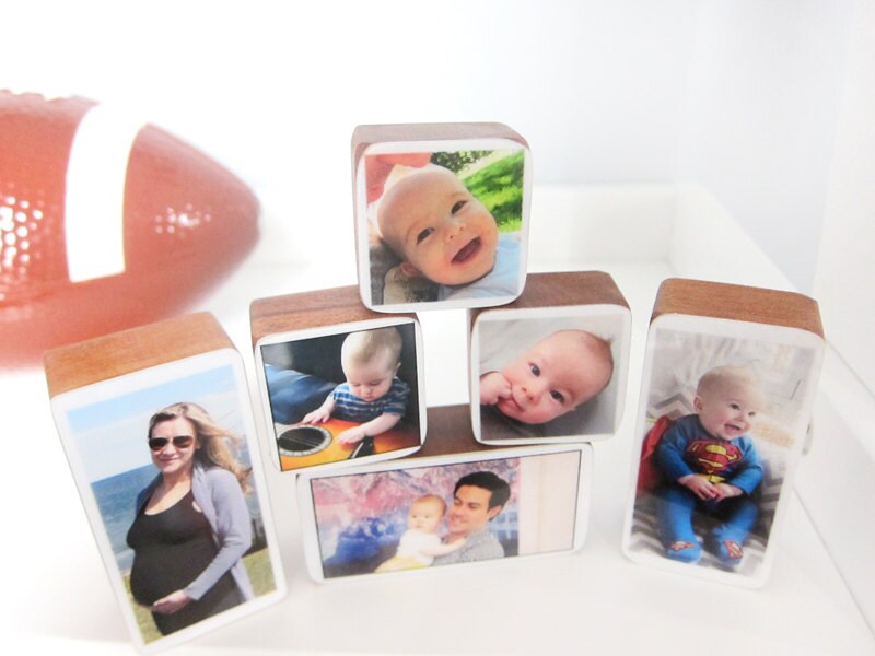 Personalized Baby or Pregnancy Photo Wood Blocks Great Baby Shower or ...