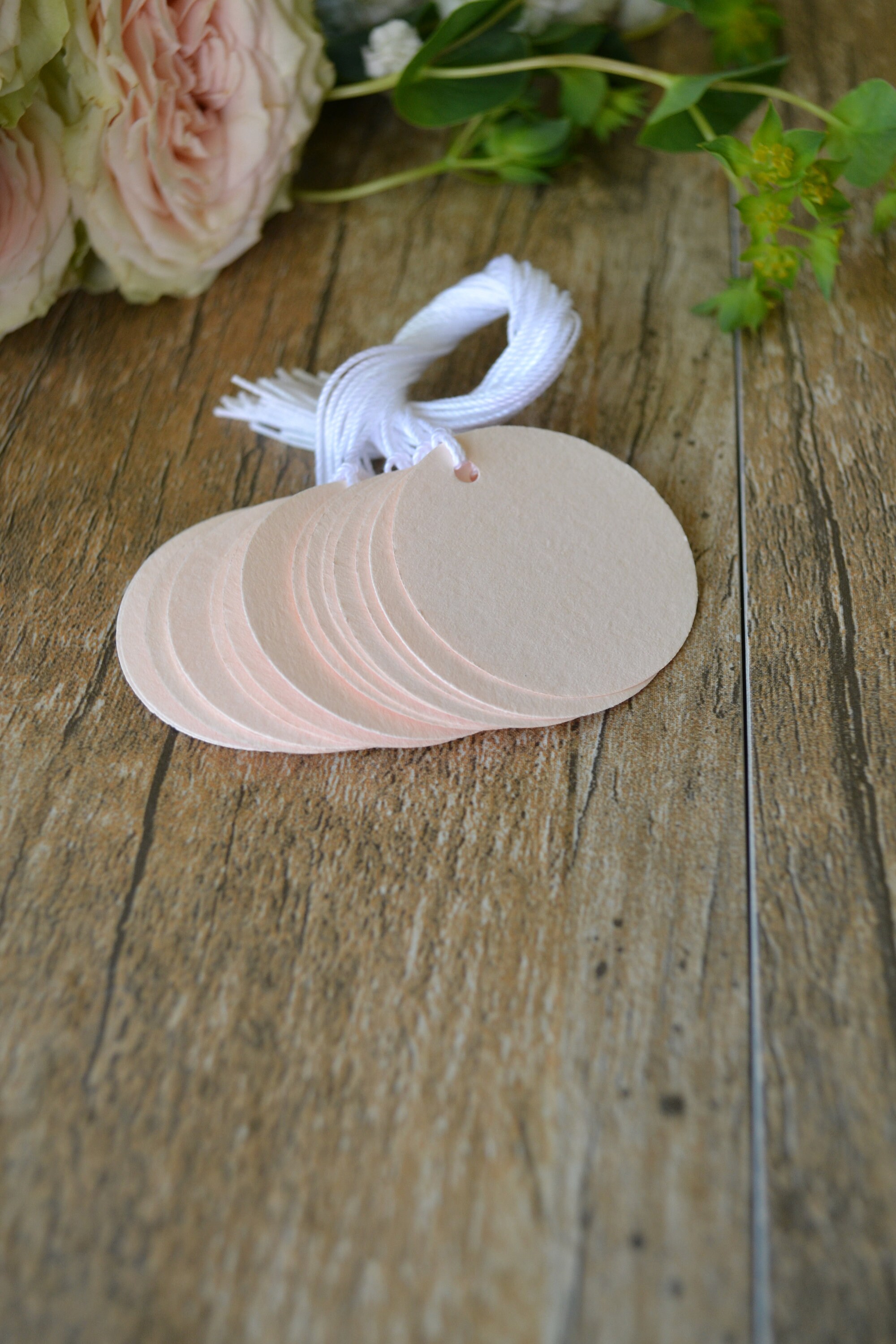 Blush Pink Circle Tags With String Girl Baby Shower Hang - Etsy