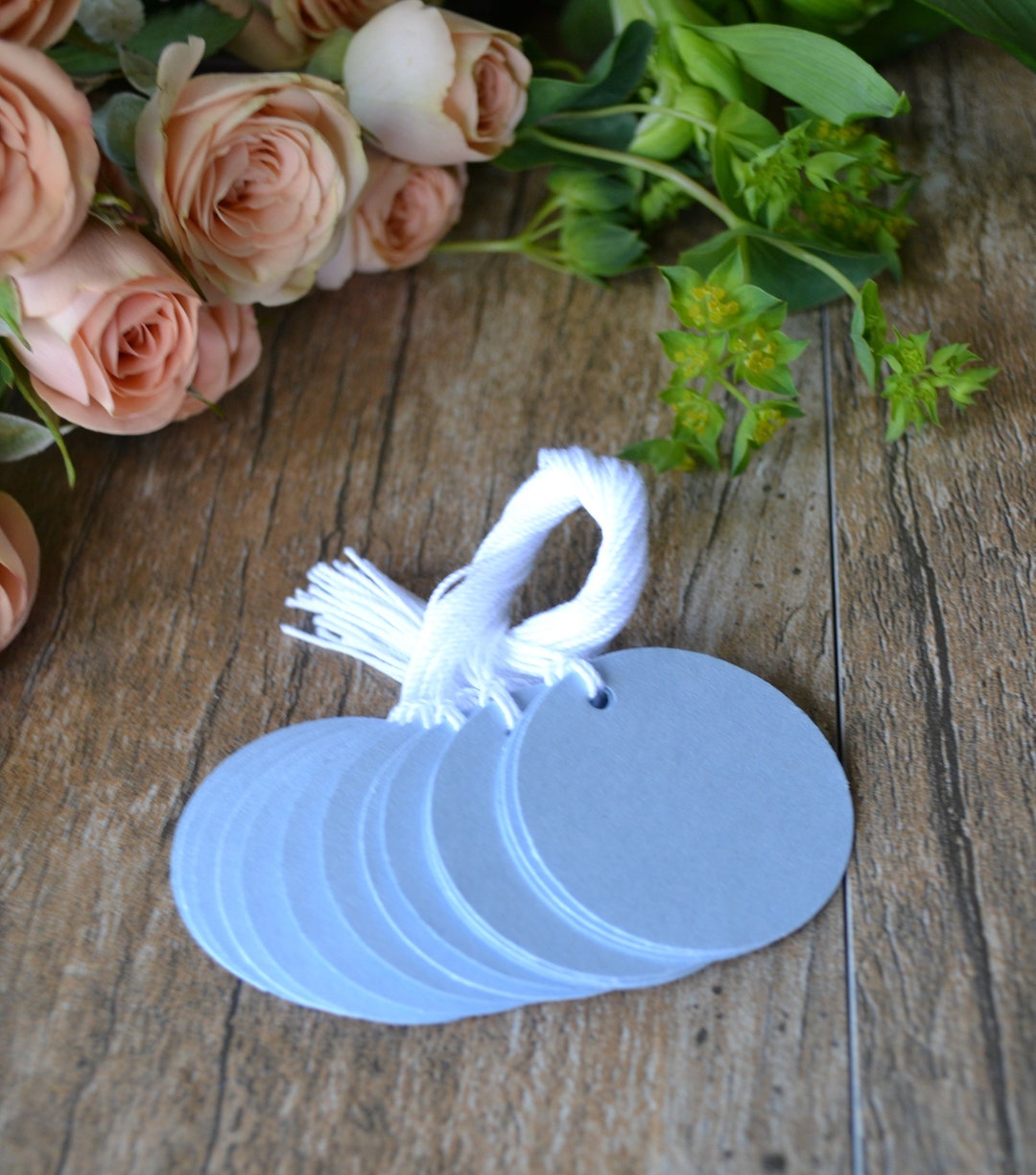 Baby Blue Circle Tags With String, Boy Baby Shower Hang Tags, Baby Blue ...
