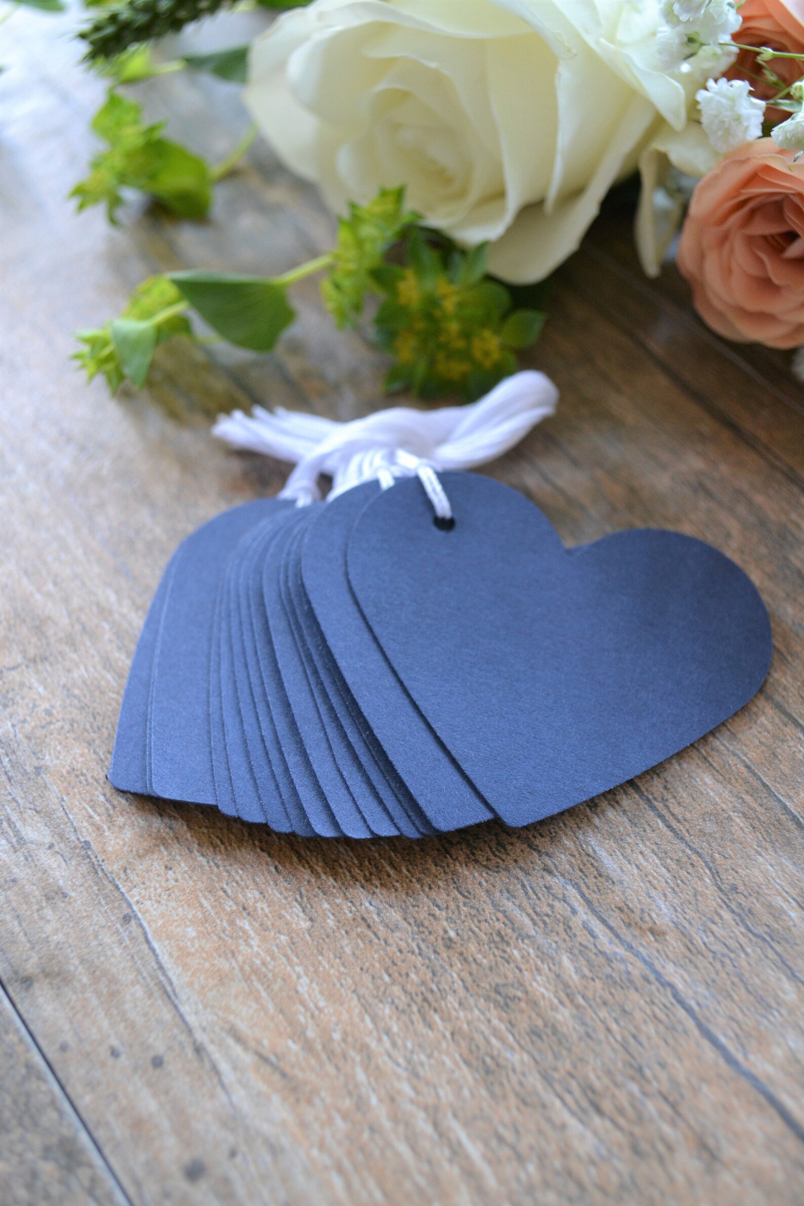 Navy Blue Heart Tags With String Navy Wedding Favor Tags - Etsy