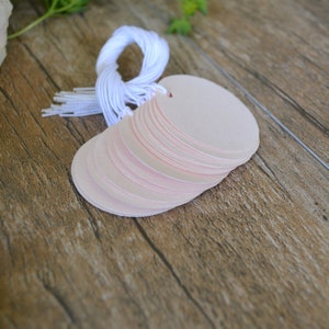 Blush Pink Circle Tags With String, Girl Baby Shower Hang Tags, Blush ...