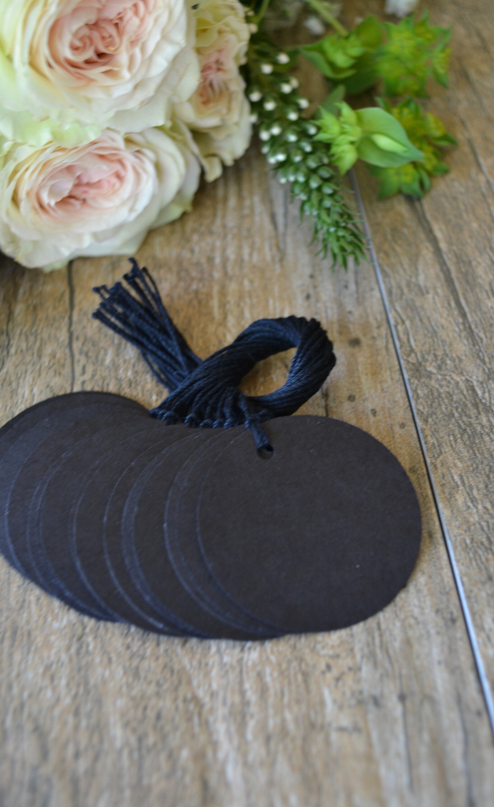 Black Circle Tags With String Black Circle Price Tags Circle - Etsy