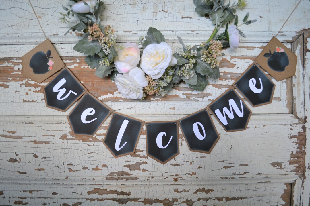 Teacher Classroom Banner, Classroom Welcome Banner, Chalkboard Shabby ...