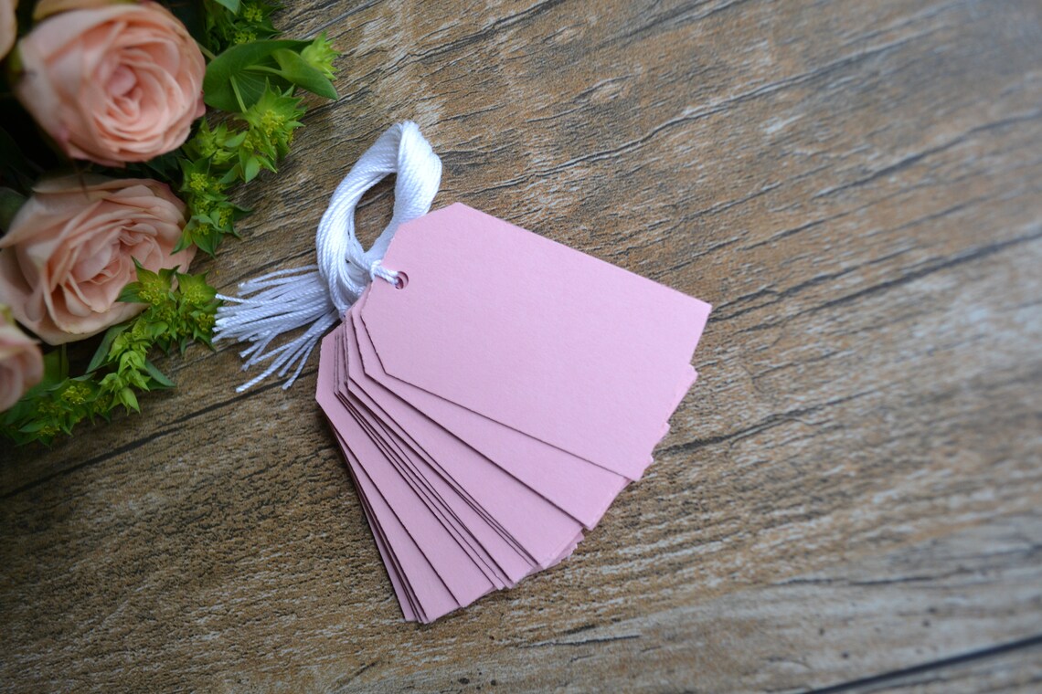 Baby Pink Parcel Tags With String, Light Pink Parcel Tags, Baby Pink ...