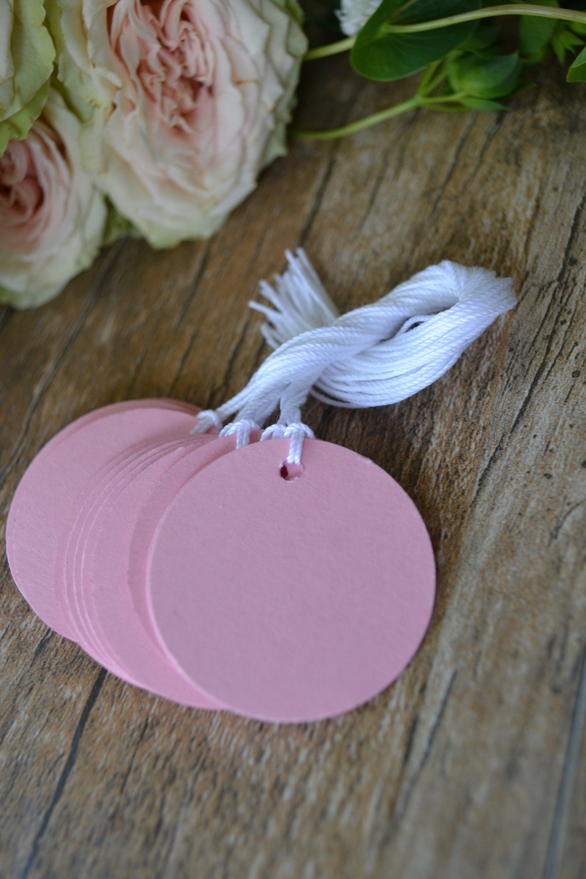 Baby Pink Circle Tags With String, Baby Pink Price Tags, Baby Pink ...