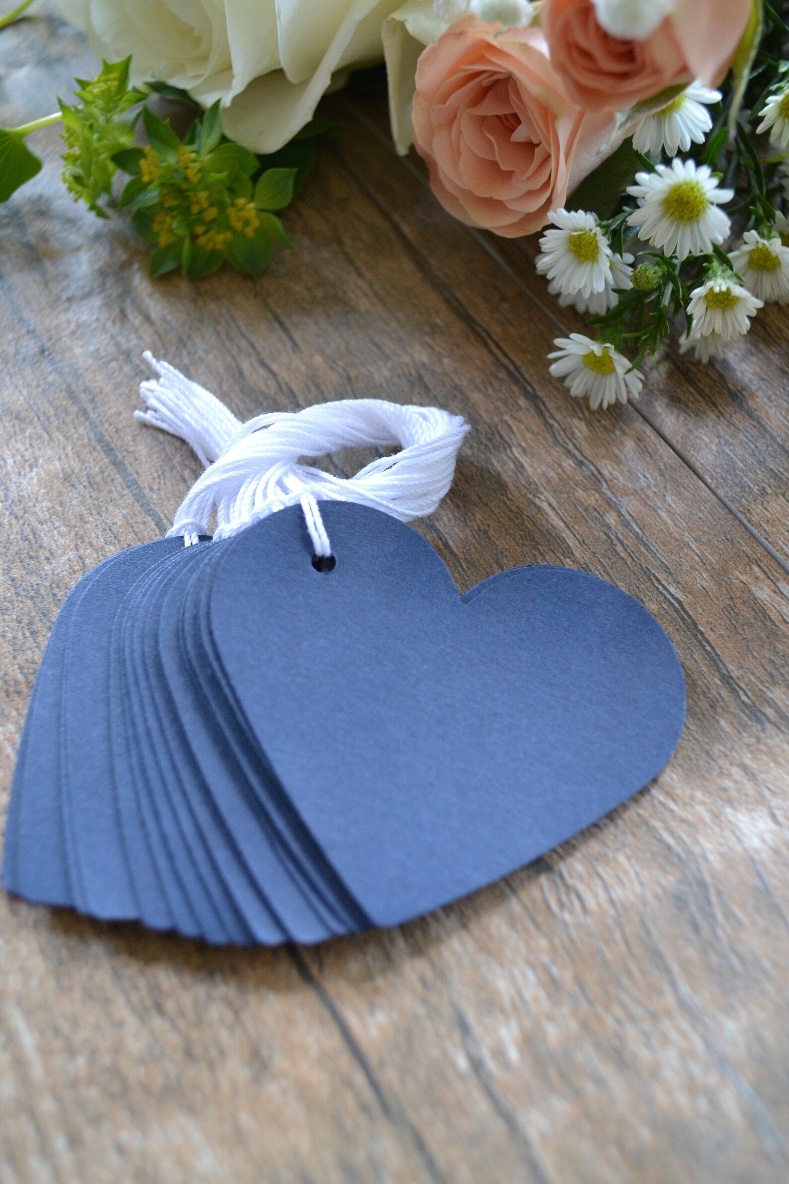 Navy Blue Heart Tags With String Navy Wedding Favor Tags - Etsy