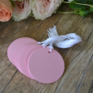 Baby Pink Circle Tags With String, Baby Pink Price Tags, Baby Pink ...