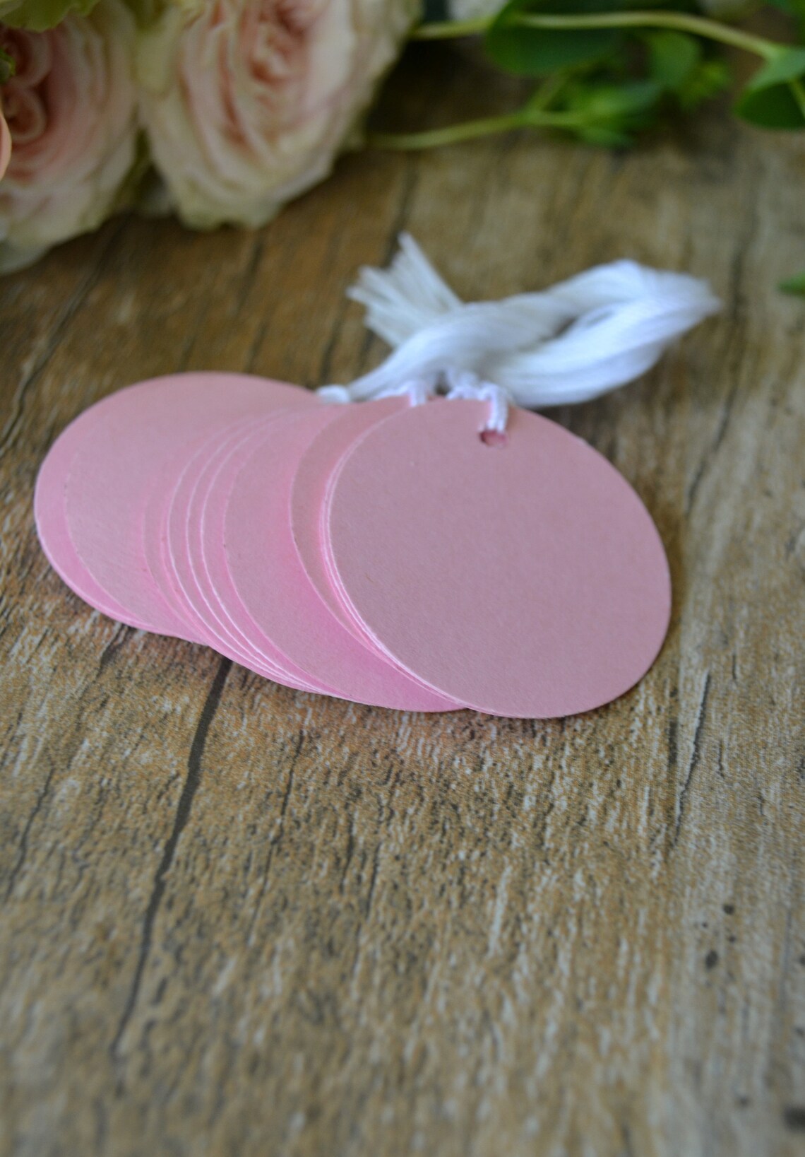 Baby Pink Circle Tags With String, Baby Pink Price Tags, Baby Pink ...