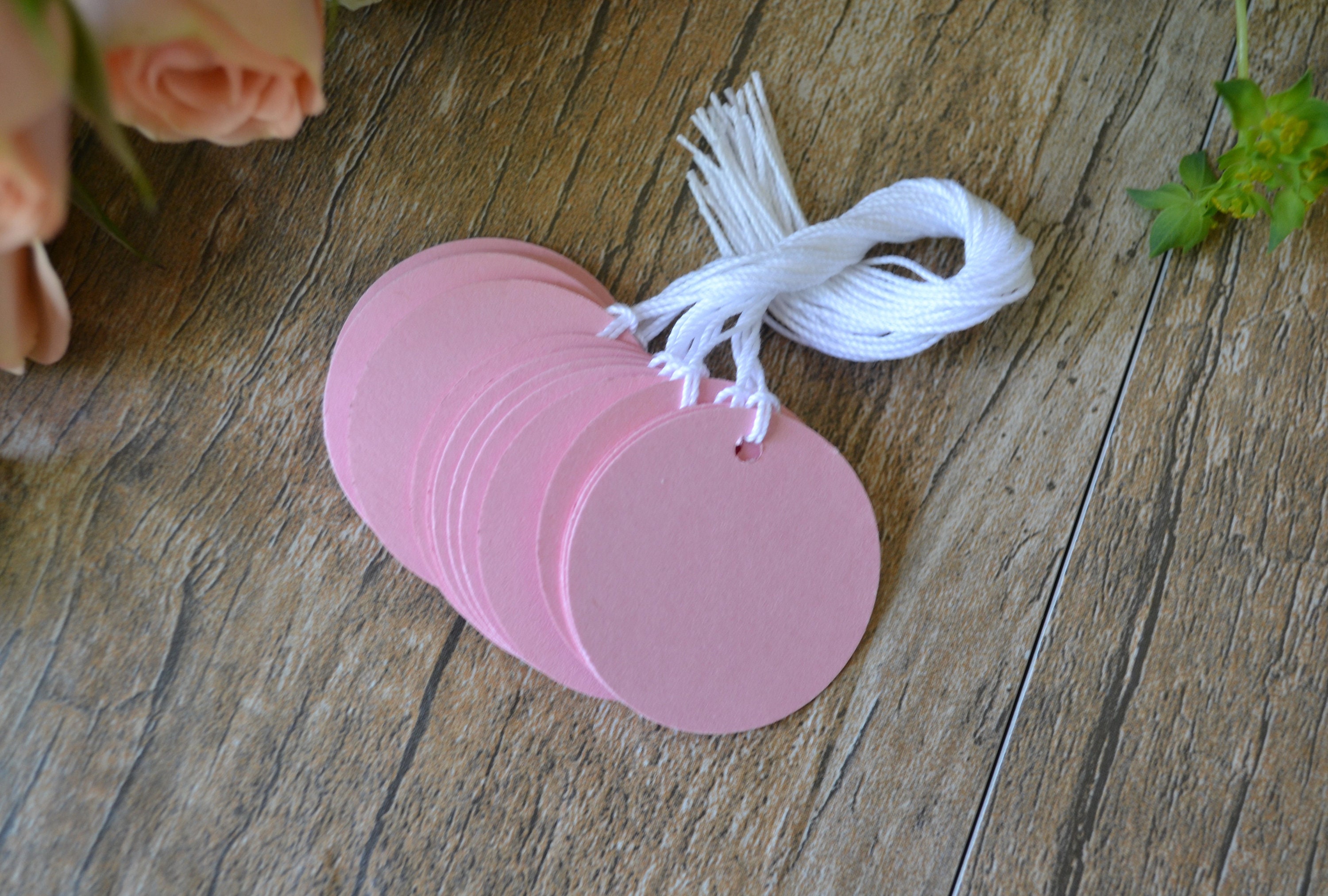 Baby Pink Circle Tags With String, Baby Pink Price Tags, Baby Pink ...