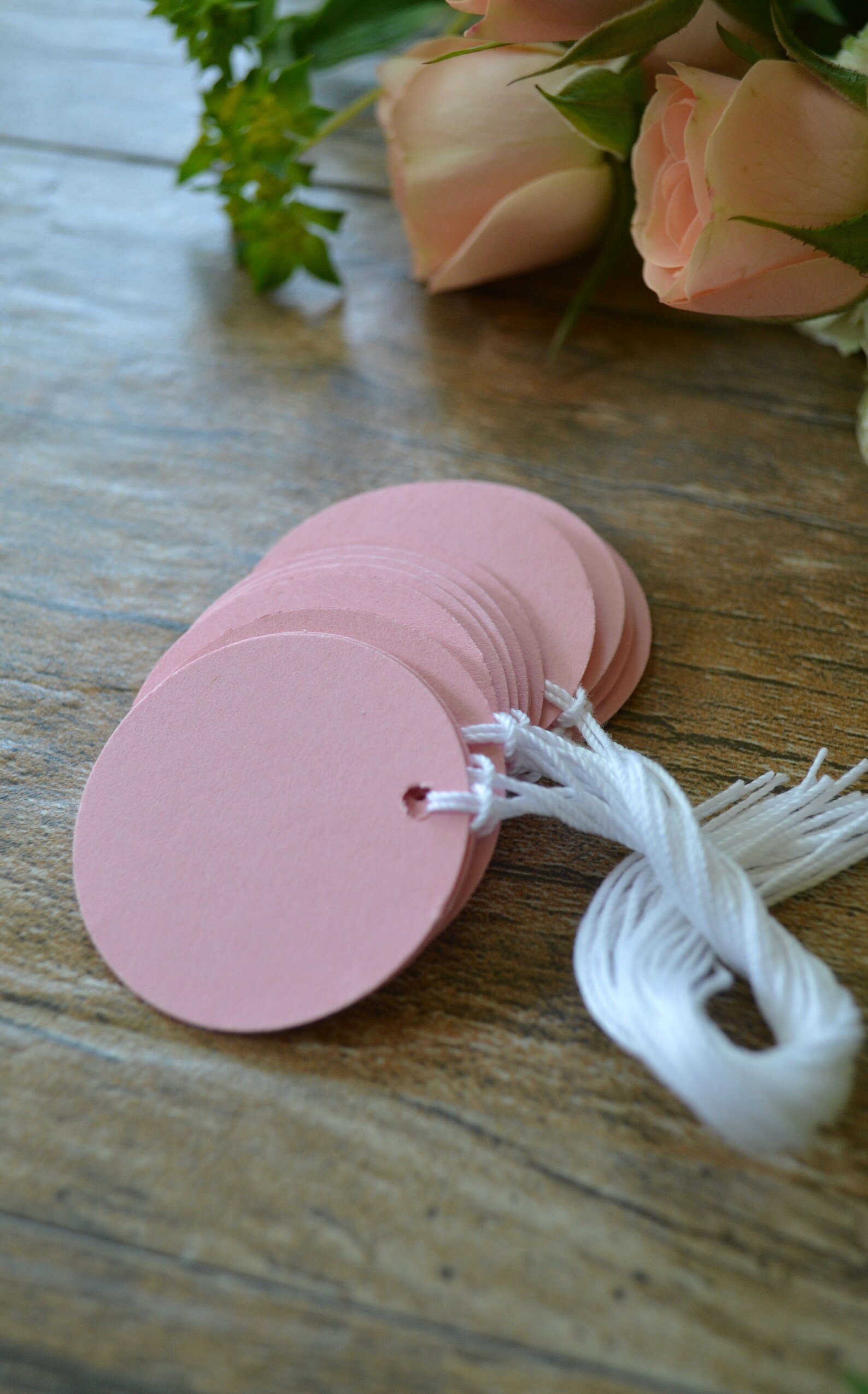 Baby Pink Circle Tags With String, Baby Pink Price Tags, Baby Pink ...