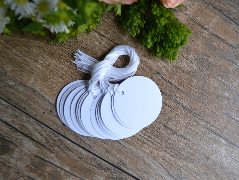 White Circle Tags With String White Circle Price Tags White | Etsy